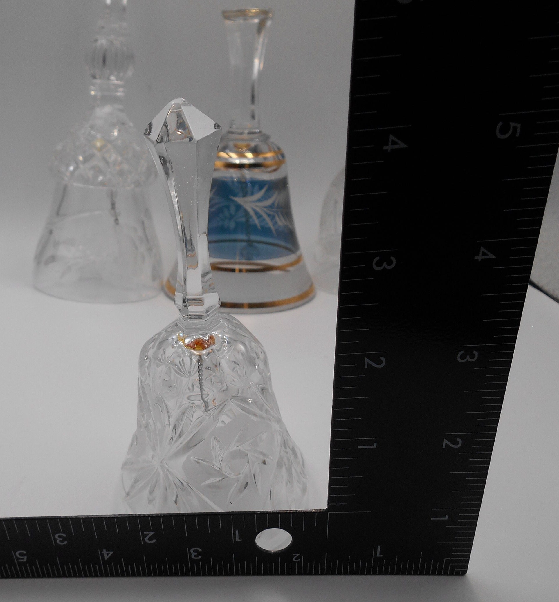 Lot of 4 Vintage Clear Etched Cut Glass Bells Holiday Classic Design - Etsy