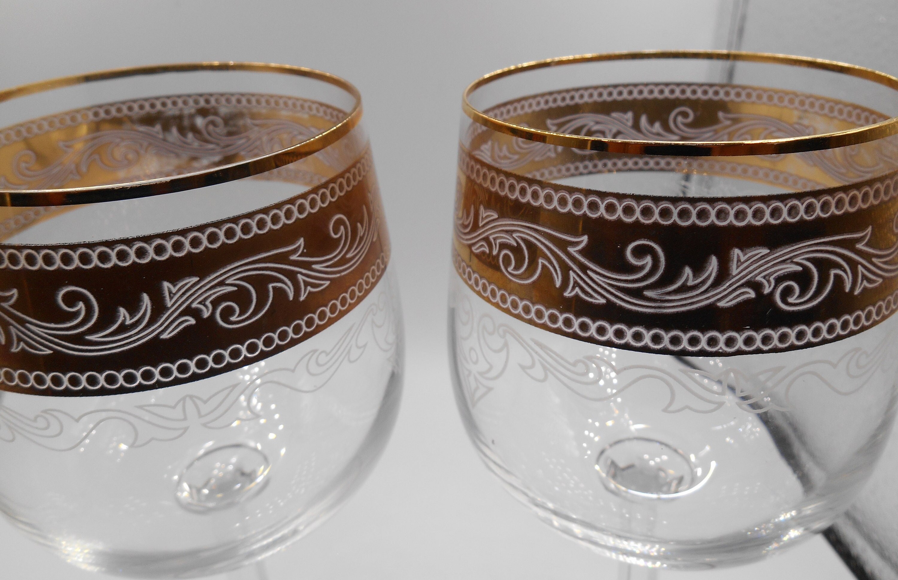 Baroque Crystal Gold Trim Goblets Vintage Wine Glasses Set of 2 Wedding ...