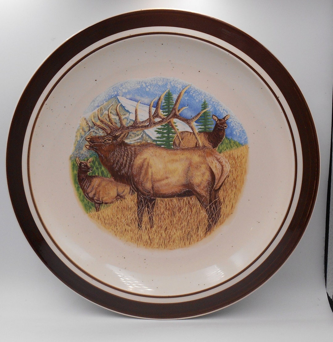 Folkcraft Stoneware Bugling Elk 11 Inch Plate by Scotty Z Hunting ...
