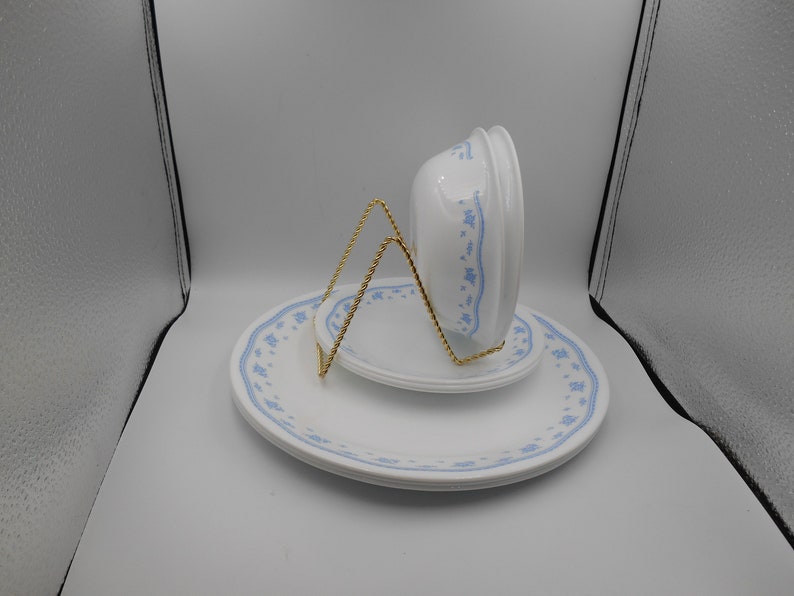 CORELLE MORNING BLUE 8 Piece Dinnerware Dinner Plates 3 Bread Plates 3 ...