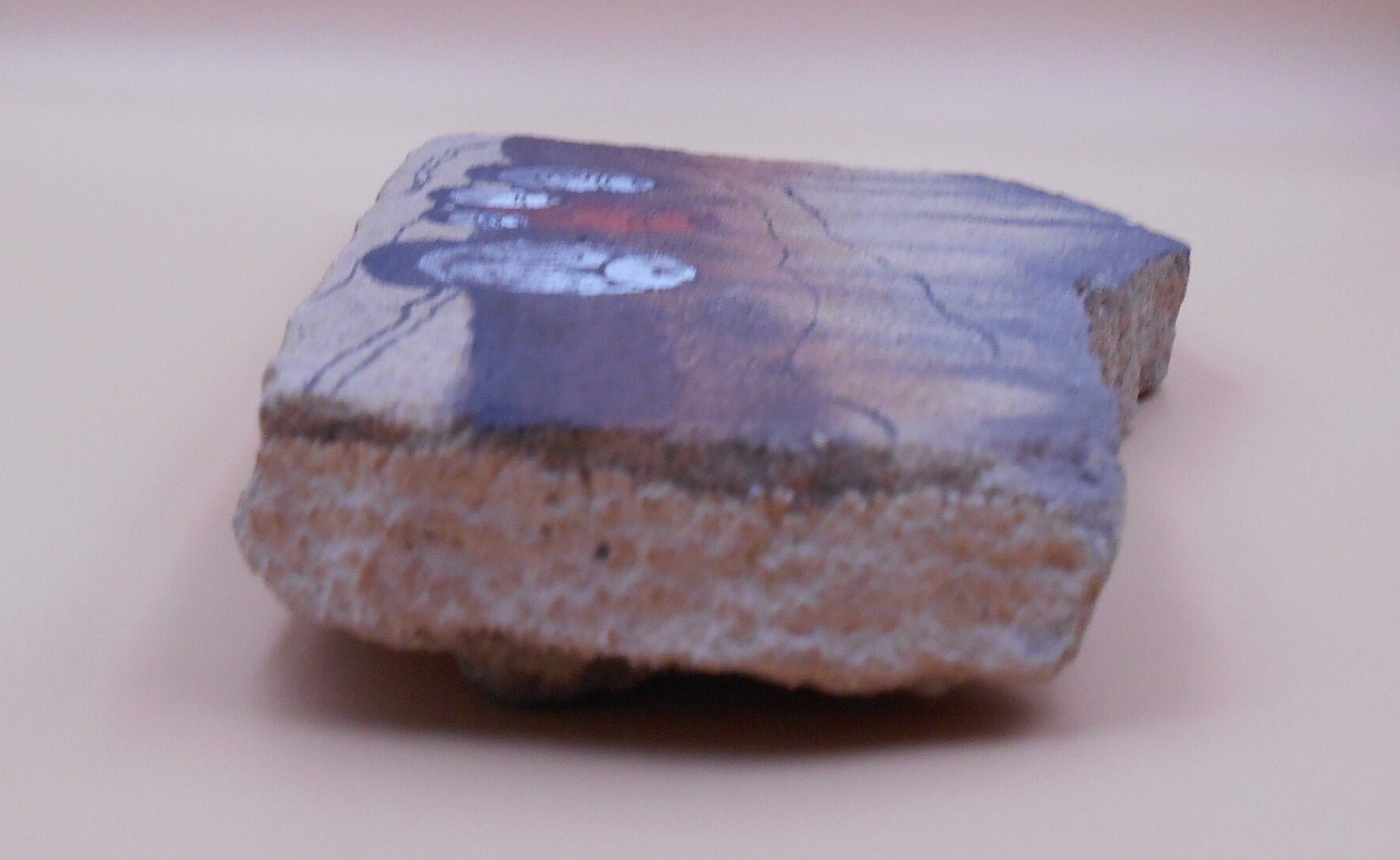 HAND-PAINTED SANDSTONE Rock Slab With Navajo Pottery Theme by V. Yazzie ...