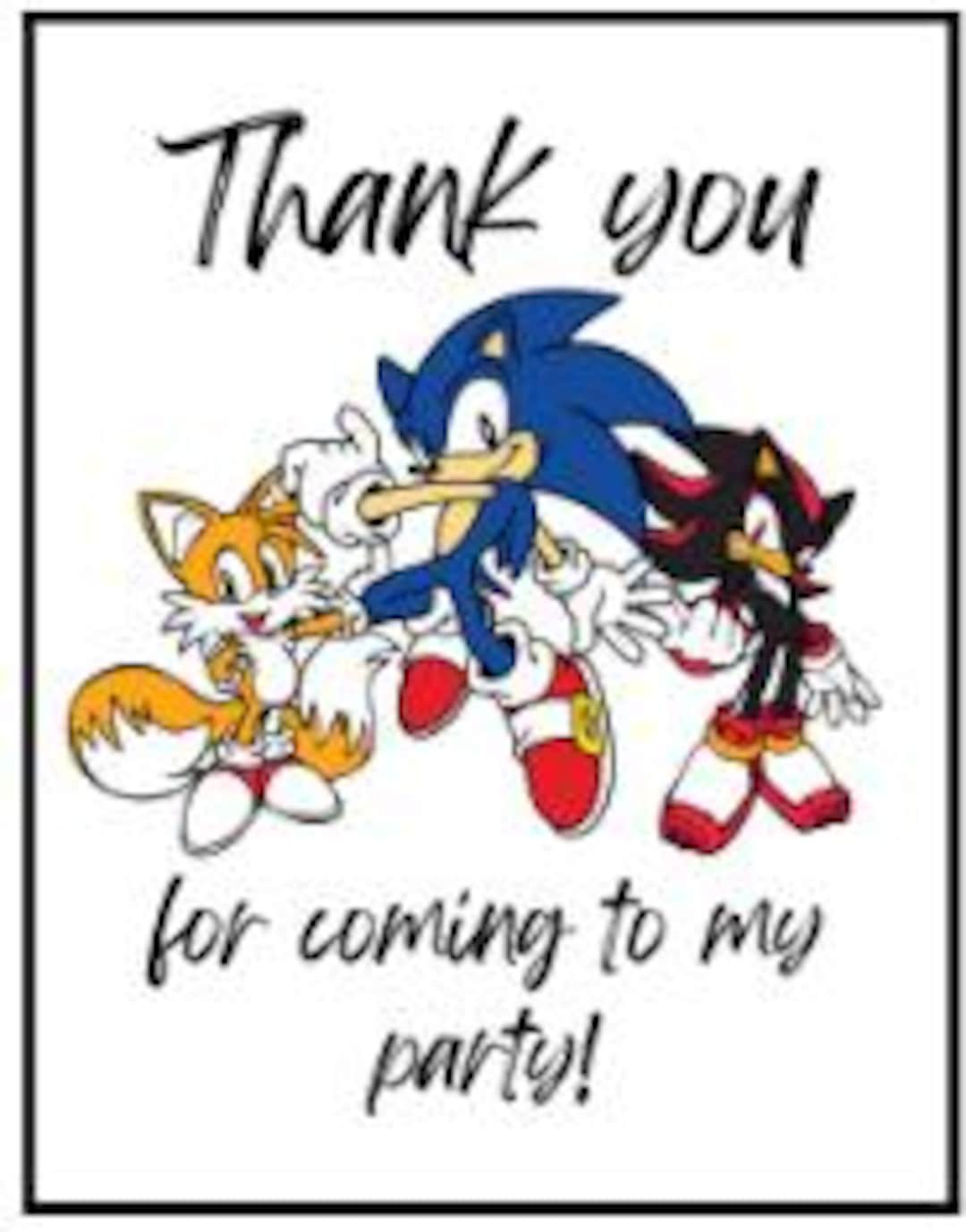 Sonic Party Favor Tags: Thank You for Coming! - Etsy