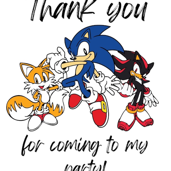 Sonic Thank You Cards - Etsy