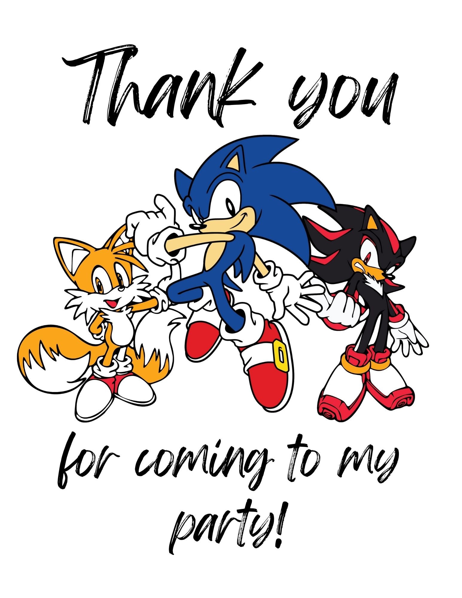 Sonic Party Favor Tags: Thank You for Coming! - Etsy