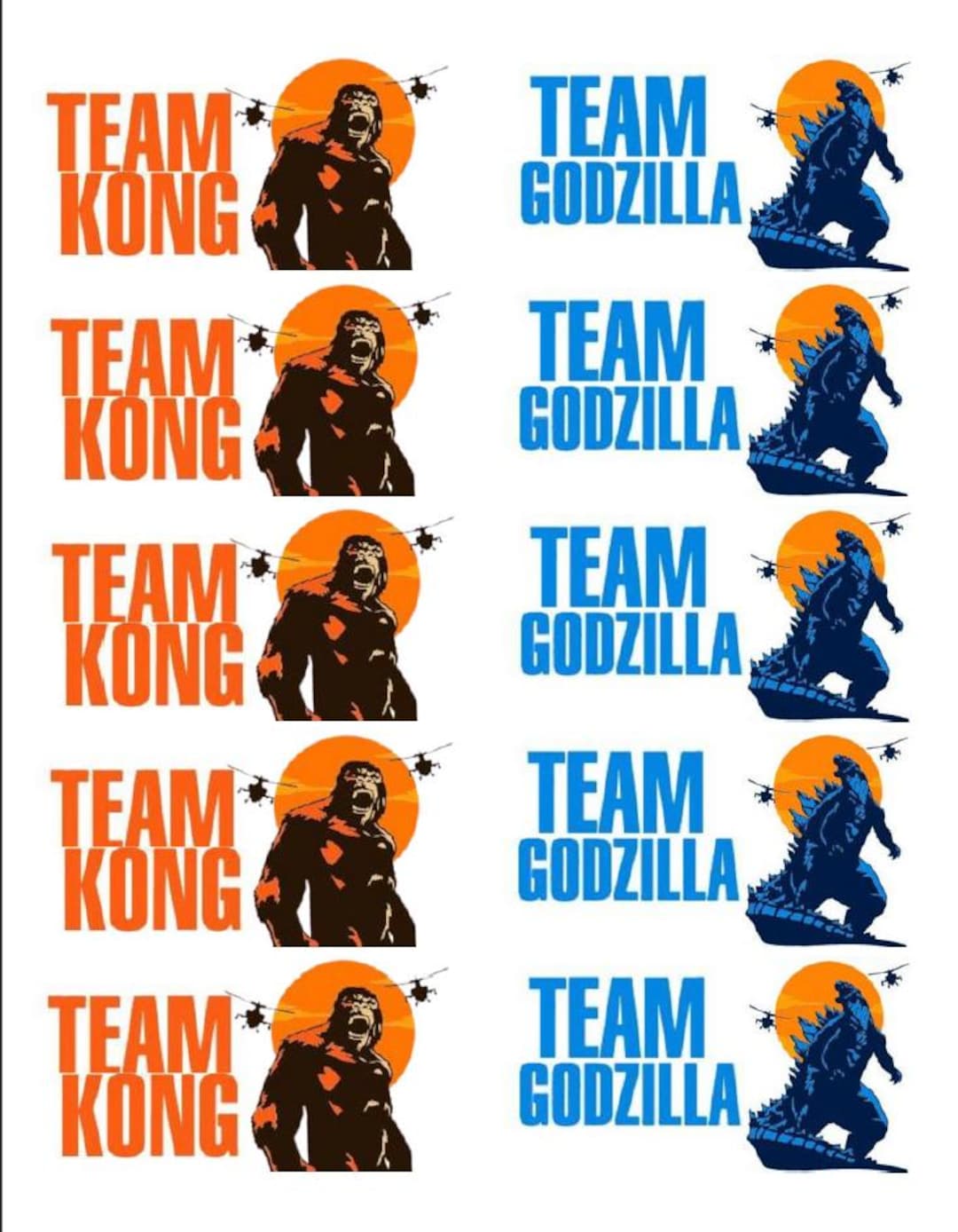 Monster Mayhem: Godzilla & King Kong Stickers for Party Favors - Etsy