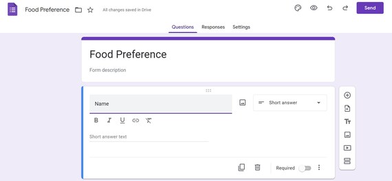 Food Likes And Dislikes Form