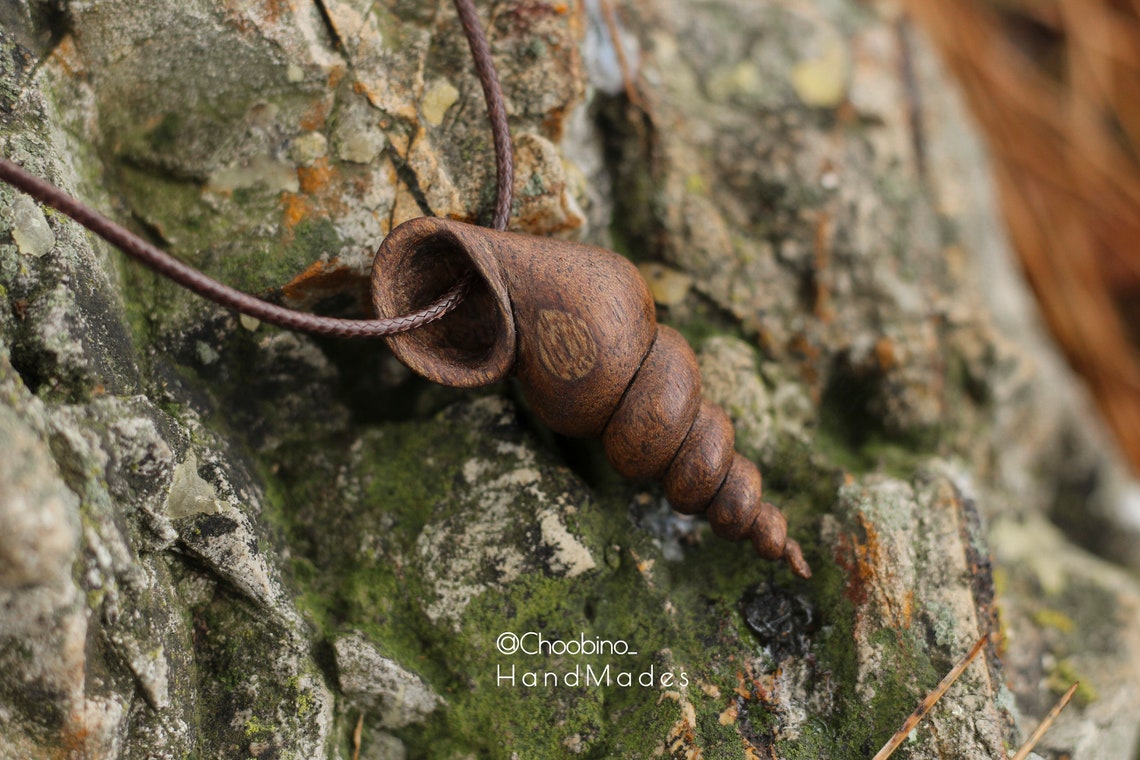 Handmade Carved Wooden Sea Shell Necklace: Beach Jewelry - Etsy