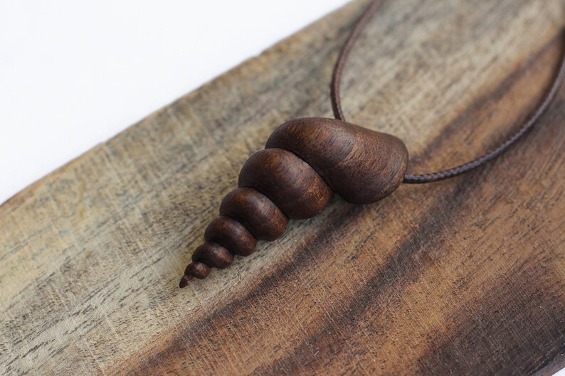 Handmade Carved Wooden Sea Shell Necklace: Beach Jewelry - Etsy