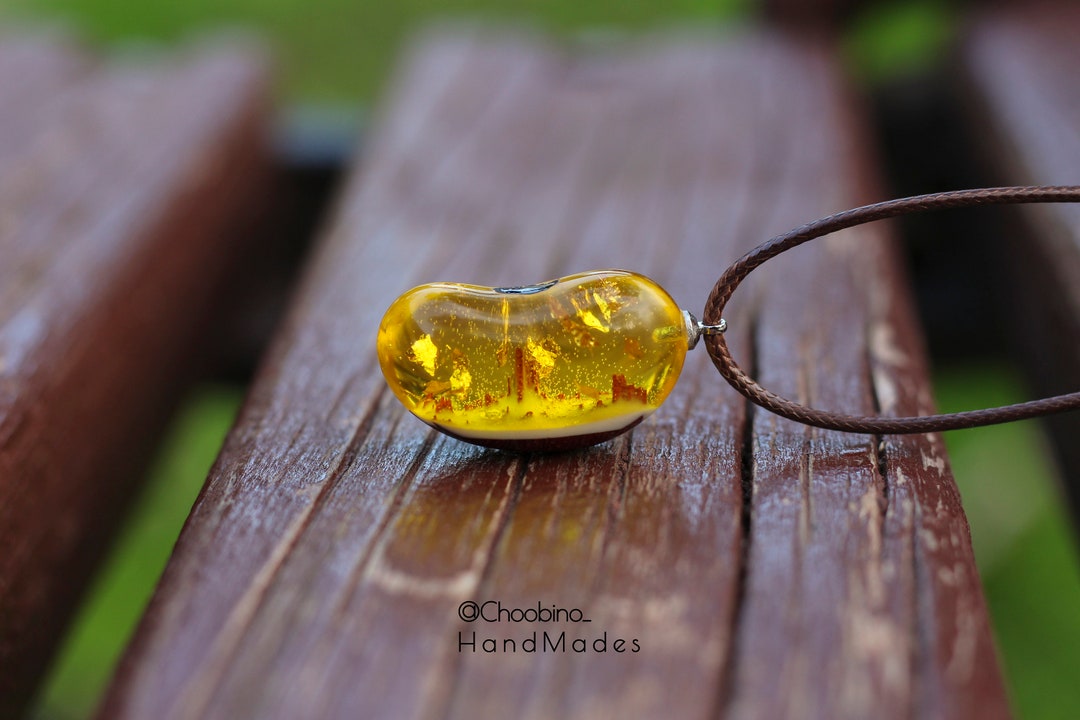 Handmade Wood and Resin Magic Bean Necklace: Adjustable Pendant - Etsy