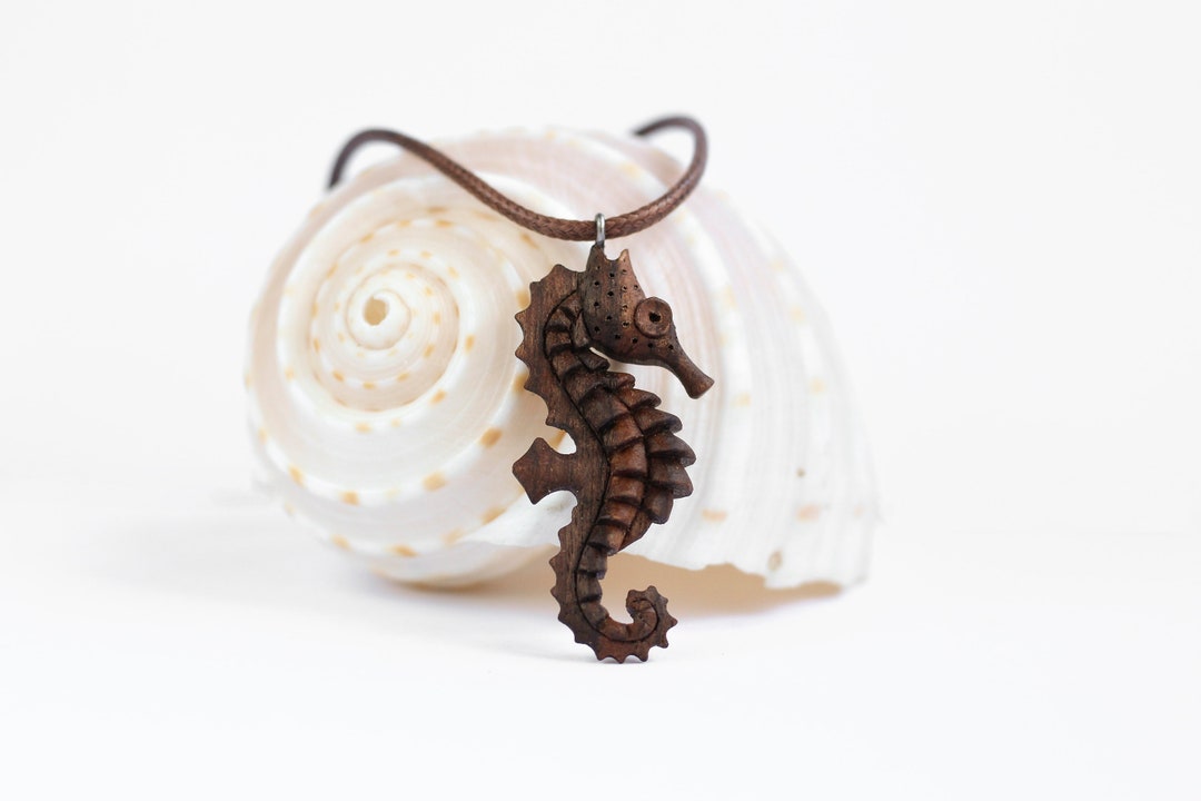 Wooden Seahorse Pendant Seahorse Handcraft Seahorse Gift Necklace ...
