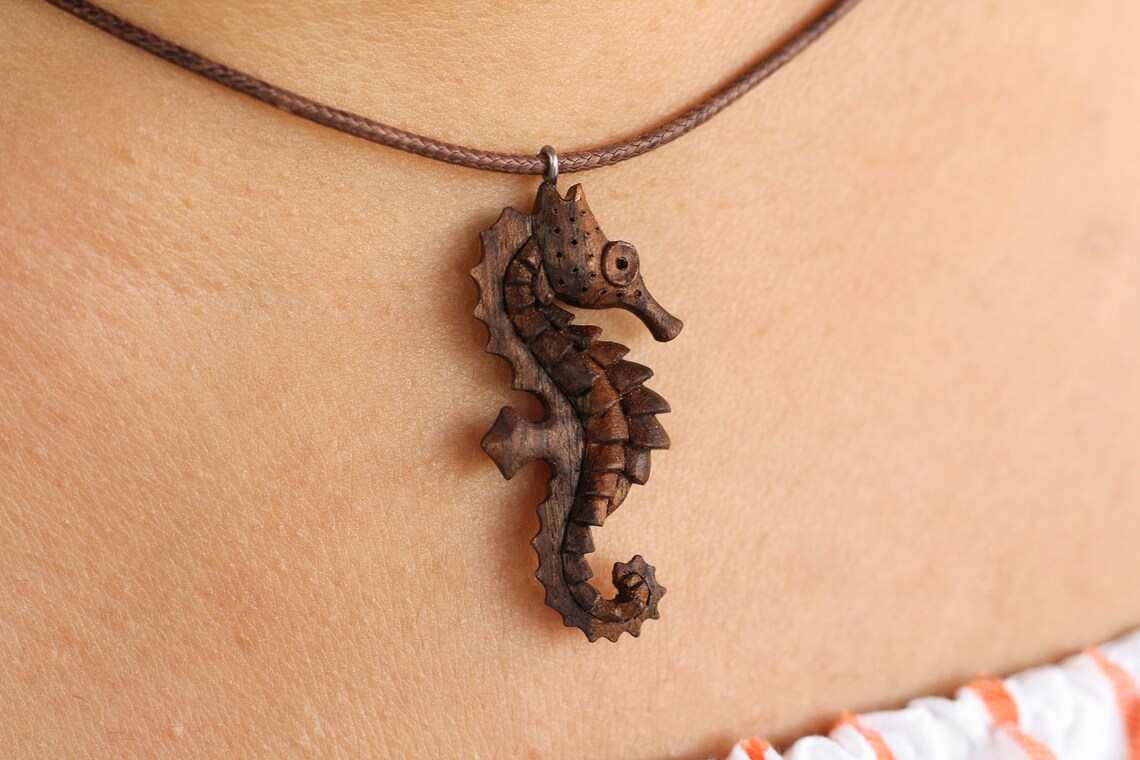 Wooden Seahorse Pendant Seahorse Handcraft Seahorse Gift Necklace ...
