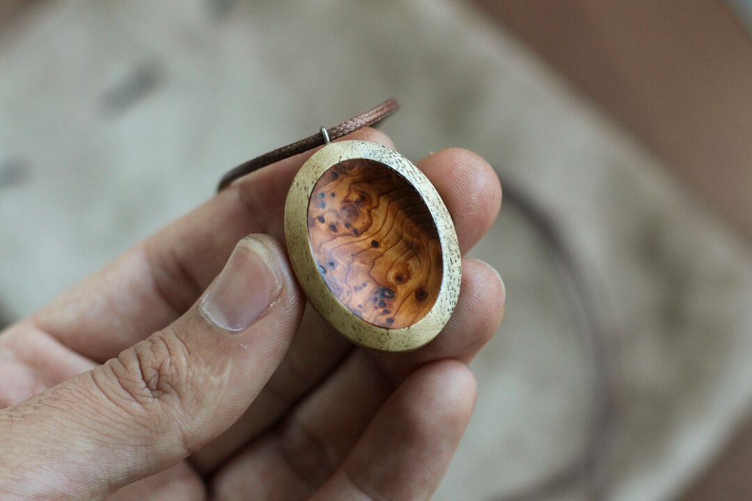 Wooden Inlay Necklace Handmade Inlay Pendant Necklace Carving Wood ...