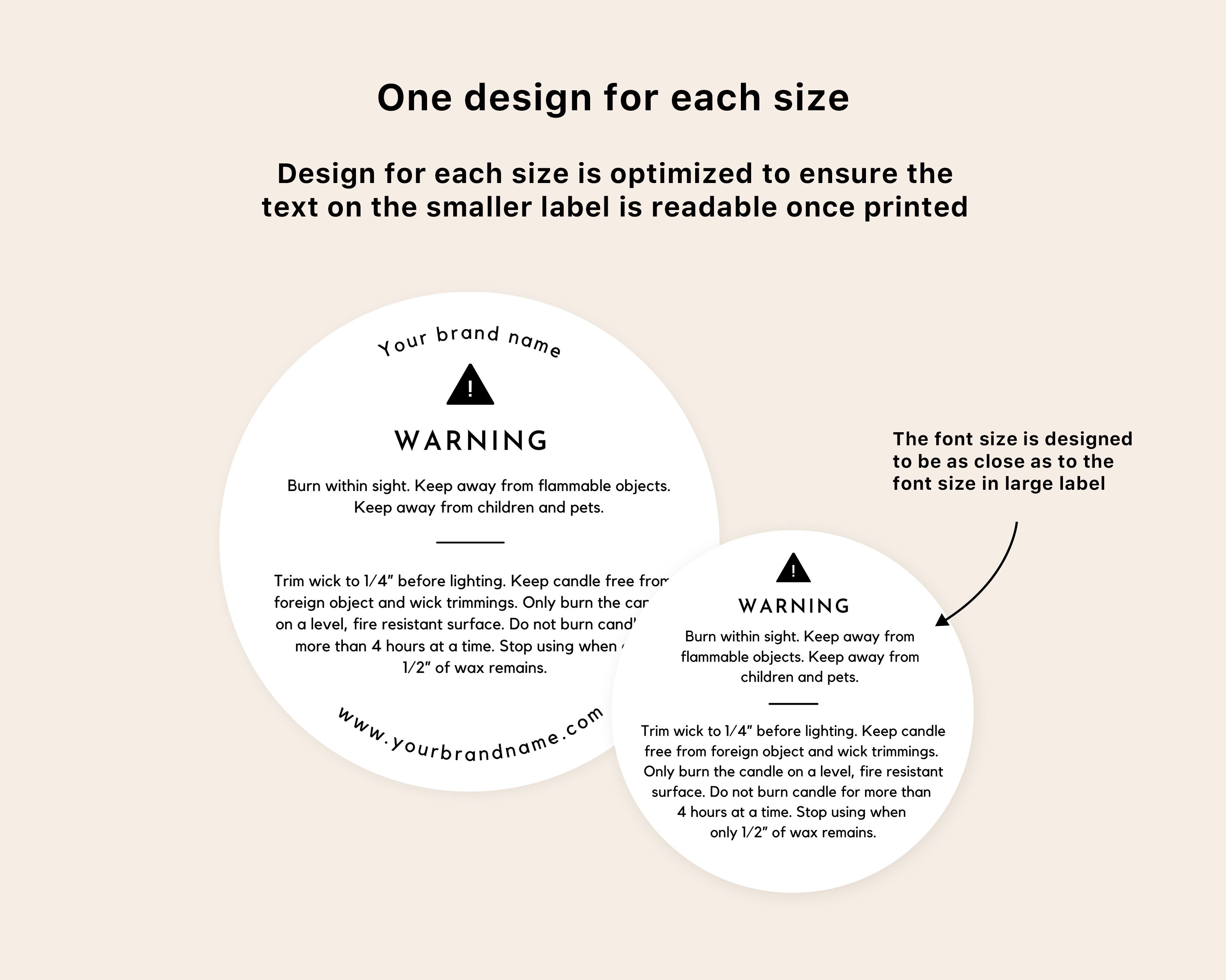 Editable Candle Safety Label Templates | 3" and 2" Circular Design ...
