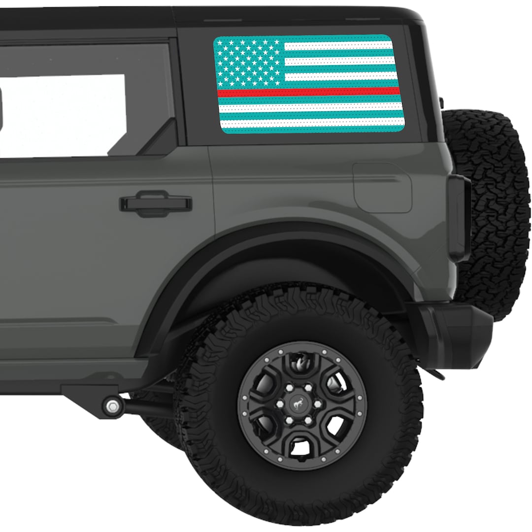 For Ford Bronco Decal 2021+. Light Blue, White With Red Line American ...