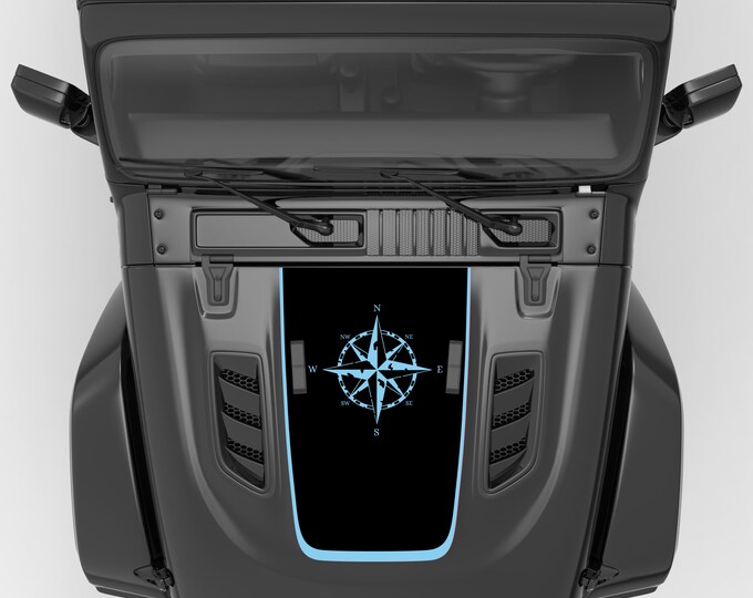 Topographic Map Hood Decal Glossy or Matte Finish-fits 2018 Wrangler JL ...