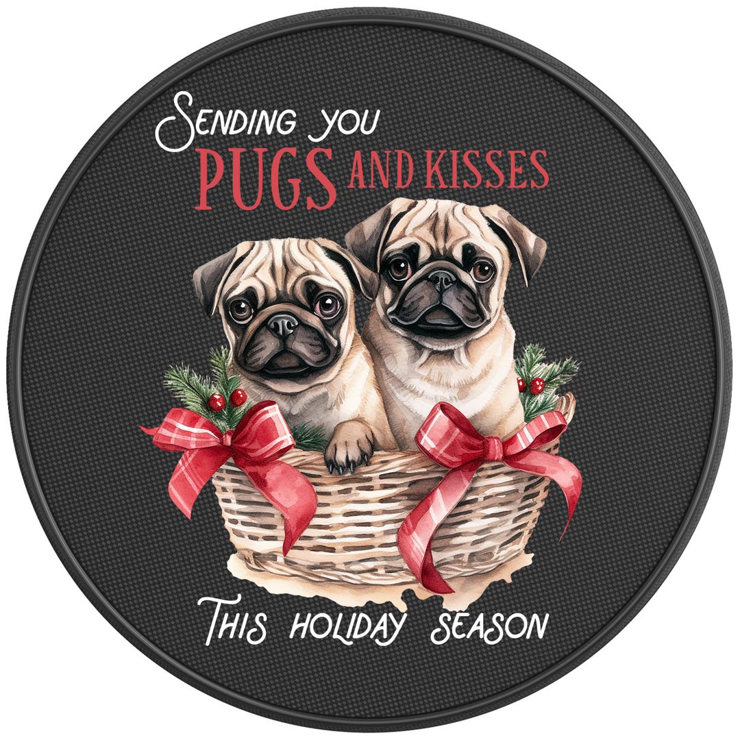 Christmas Pugs and Hugs Spare Tire Cover-made in Usa-fits Jeep Wrangler ...