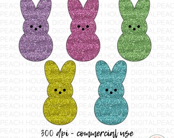 Rainbow Leopard Pastel Easter Bunnies Peeps PNG Digital Clip Art Bundle ...