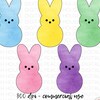 Rainbow Watercolor Pastel Easter Bunnies Peeps PNG Digital Clip Art ...
