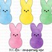 Rainbow Watercolor Pastel Easter Bunnies Peeps PNG Digital Clip Art ...