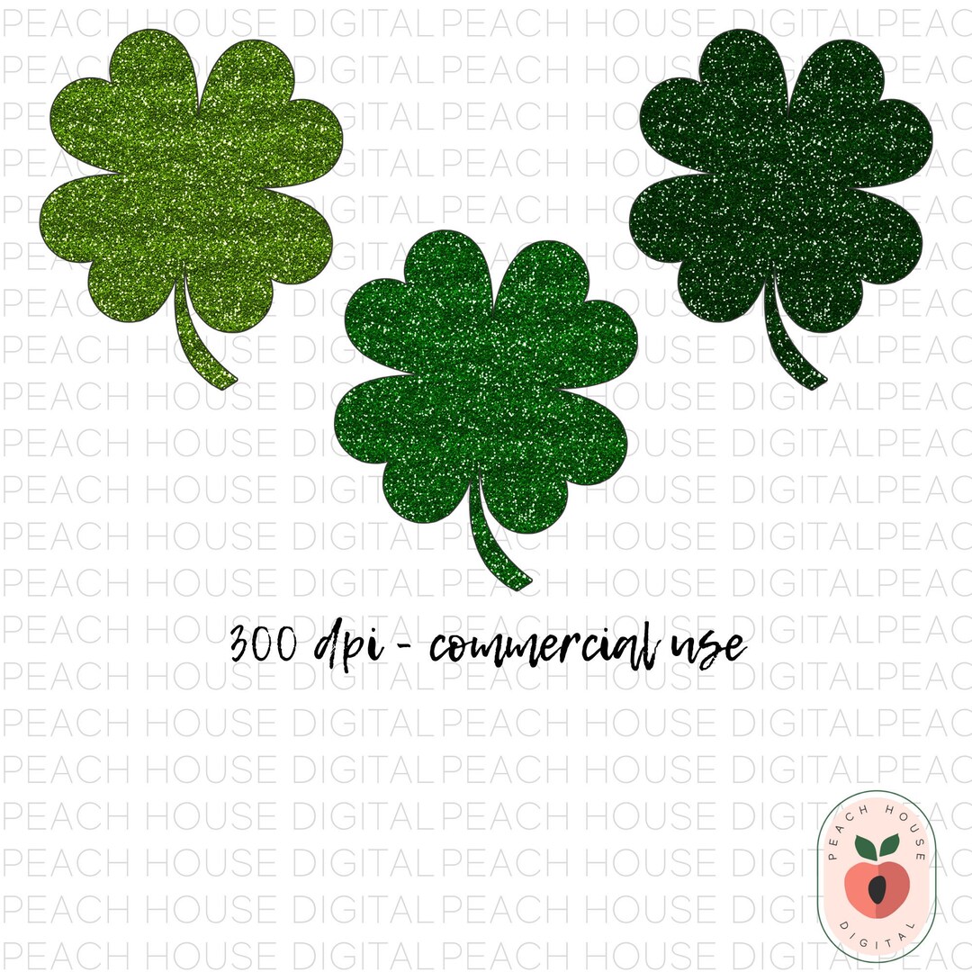 Green Glitter Shamrock Clover St. Patrick's Day PNG Digital Clip Art ...