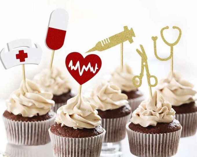 NURSE / STUDENT NURSE Hospital / Medical Themed Cake Toppers X 12 Pack ...