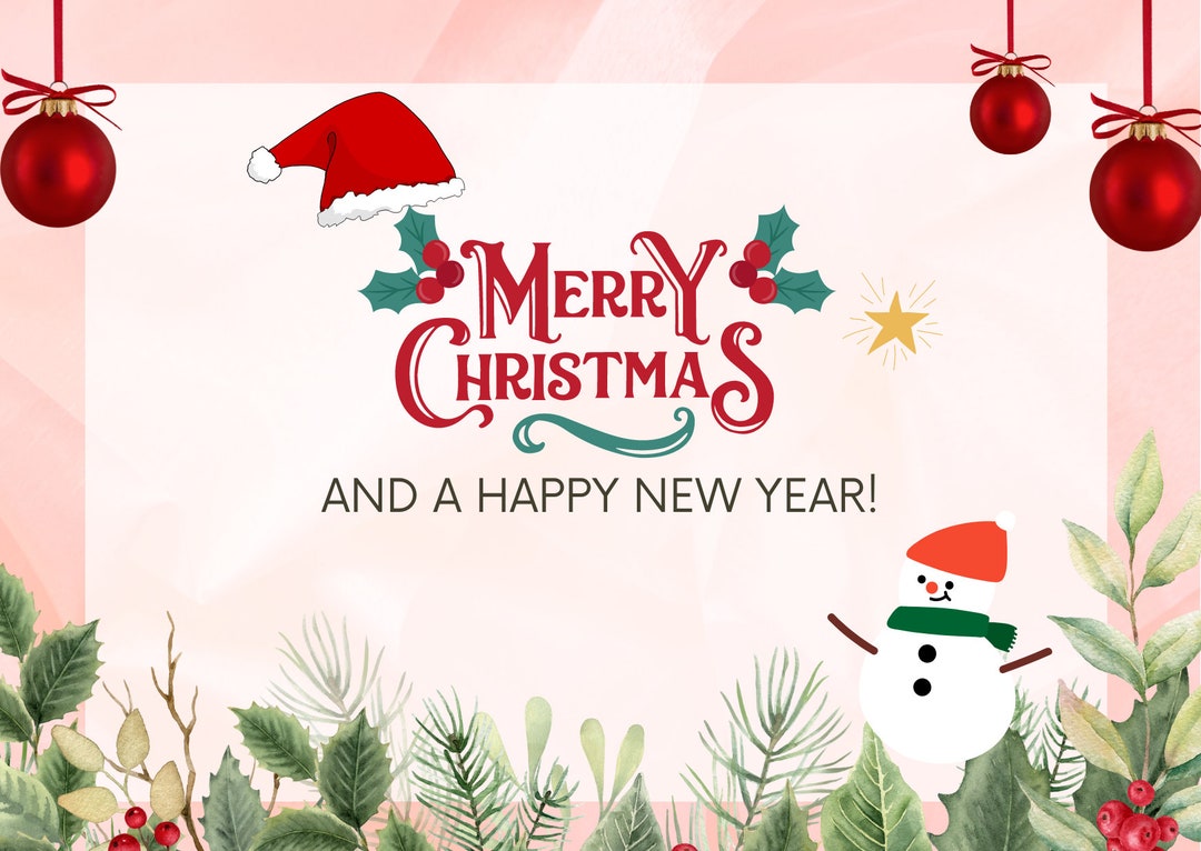 Merry Christmas Greeting Card Template, Christmas Card Printable ...