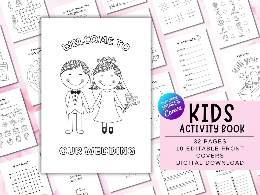 Ultimate Kids Wedding Activity Colouring Printable Book, Personalised ...