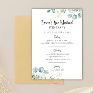 Hen Do Printable Itinerary Template, Editable Hens Party Weekend ...
