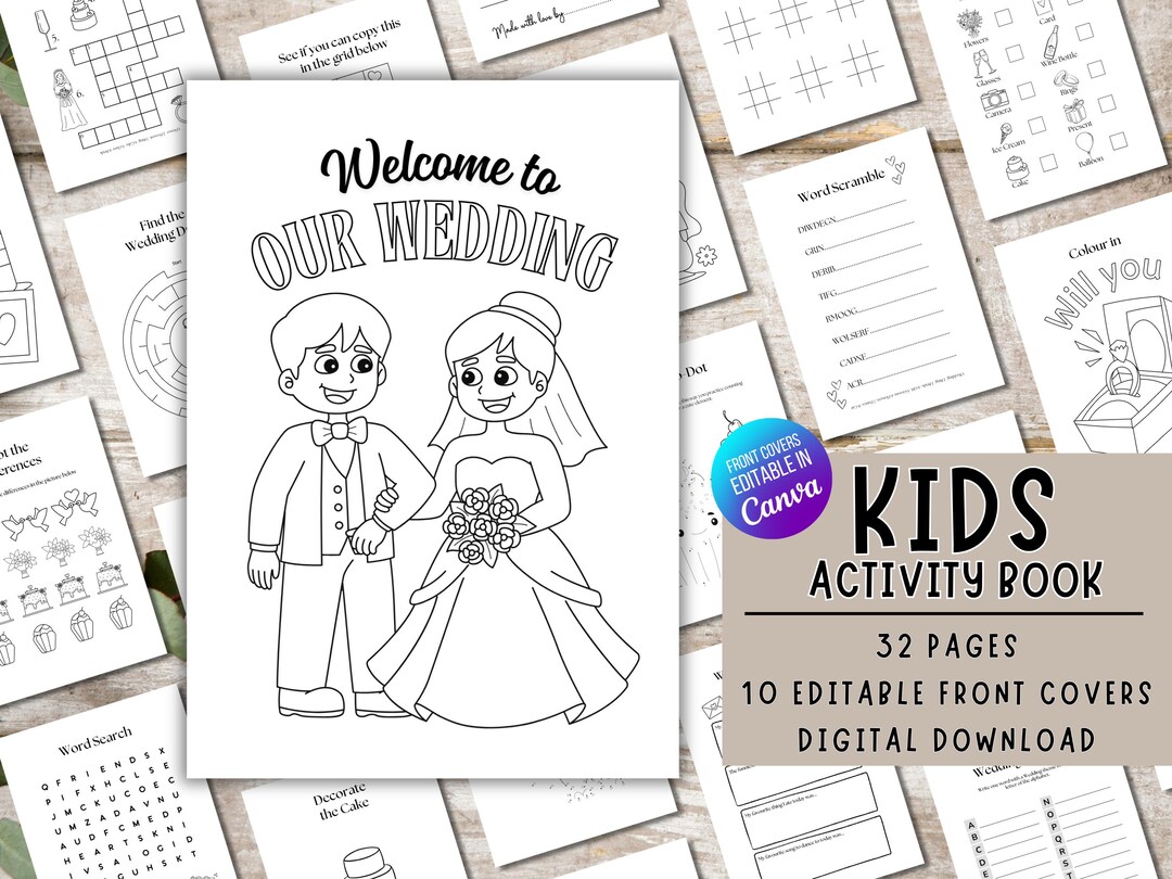 Ultimate Kids Wedding Activity Colouring Printable Book, Personalised ...