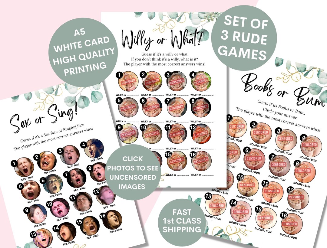 Rude Hen Party Games, Set of Three Bridal Shower Games, Bride to Be Hen ...