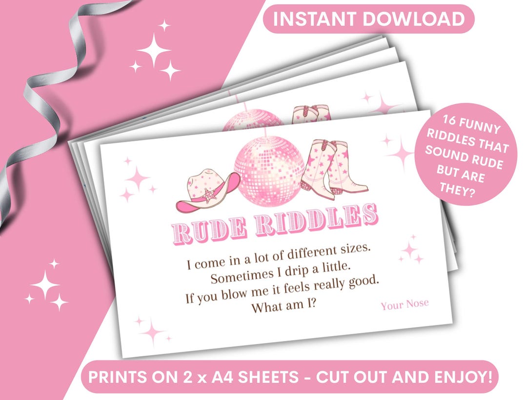 Hen Party Games, Pink Western Rude Riddles, Dirty Rude Hen Games ...