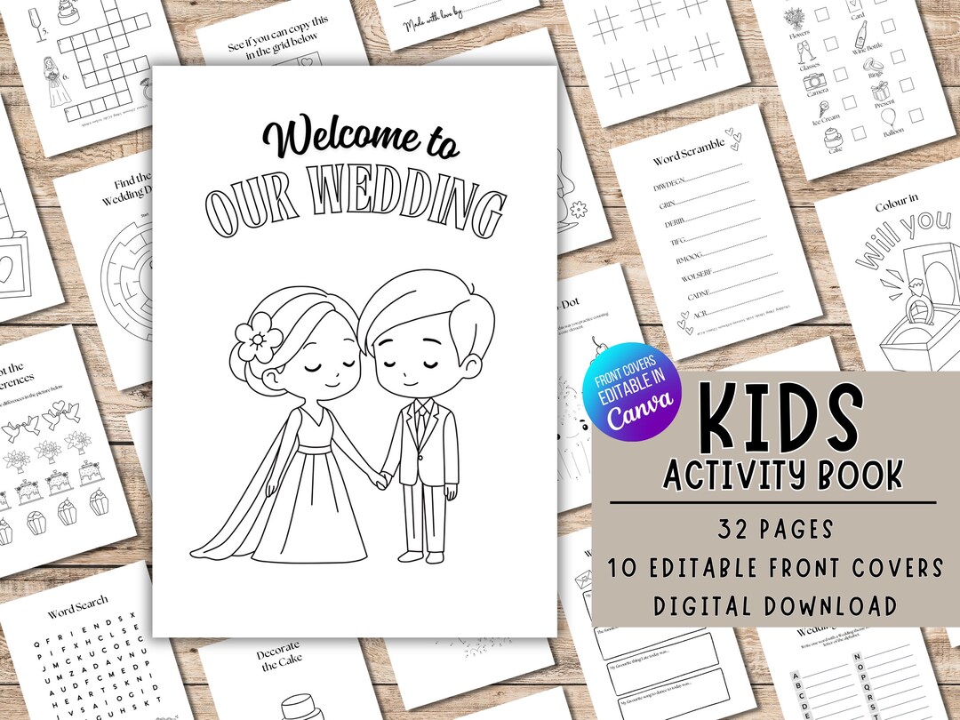 Ultimate Kids Wedding Activity Colouring Printable Book, Personalised ...