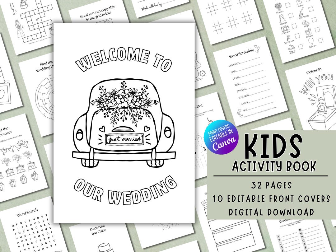 Wedding Activity Book for Kids, Wedding Printable Colouring, Games ...