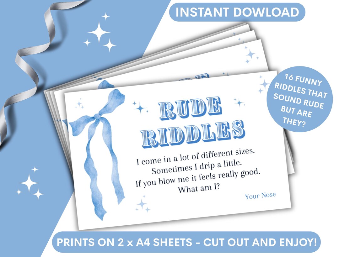 Hen Party Games, Rude Riddles, Dirty Rude Hen Games, Blue Bow Bridal ...