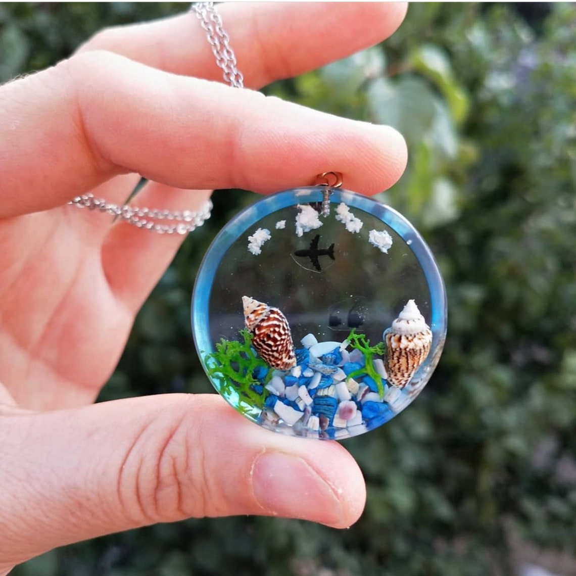 Wooden Sea Pendant Minimalist Women Pendant Resin Sea - Etsy