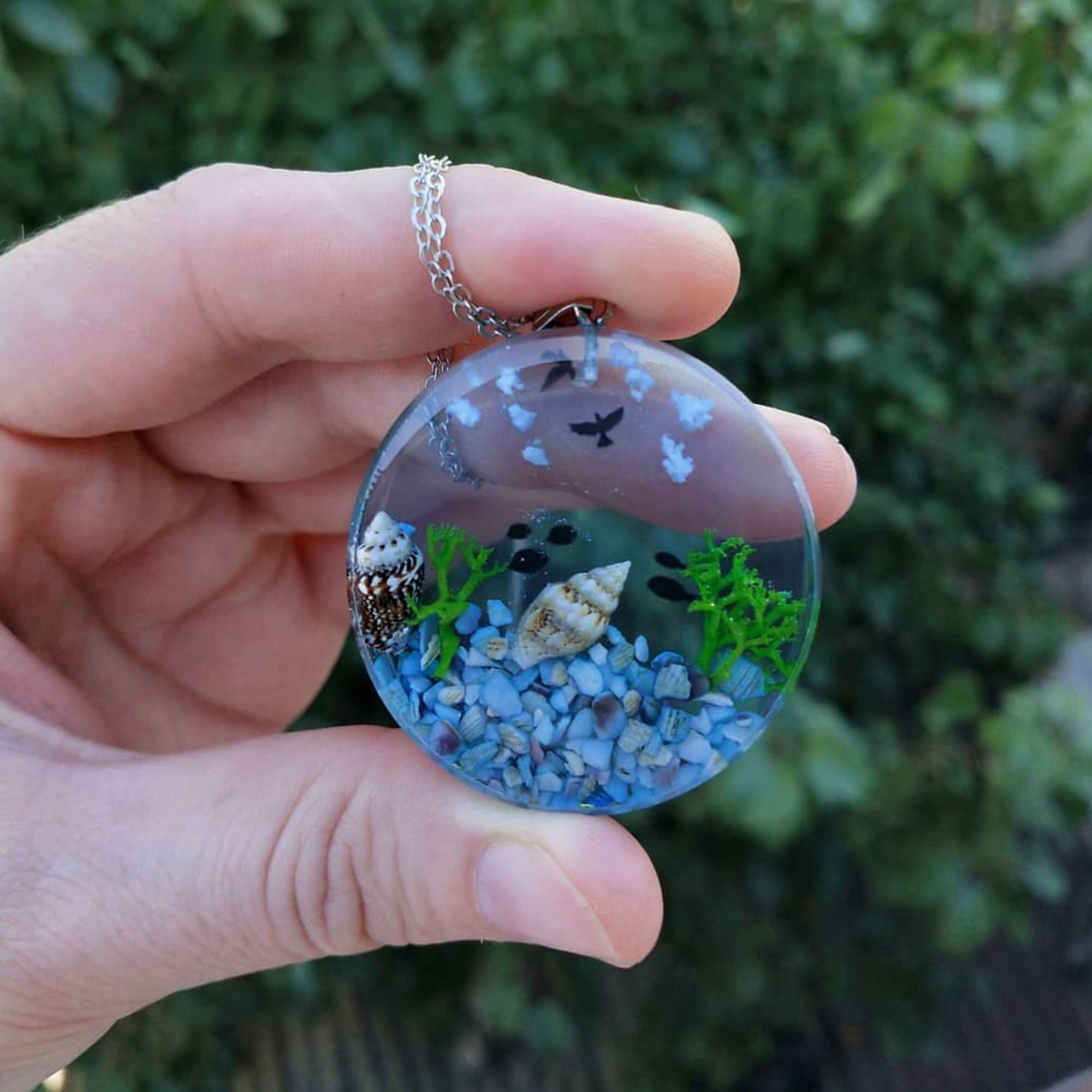 Wooden Sea Pendant Minimalist Women Pendant Resin Sea - Etsy