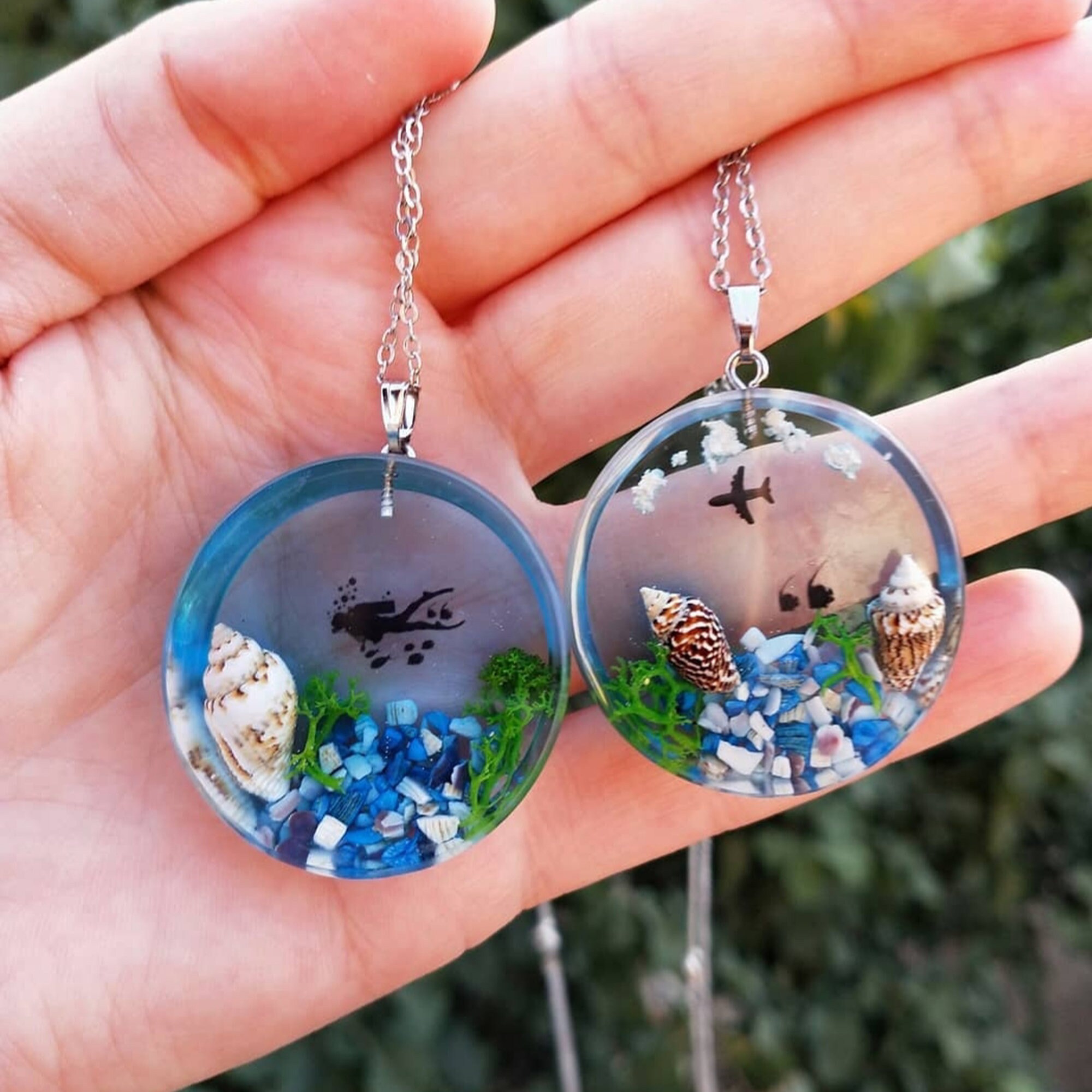 Wooden Sea Pendant Minimalist Women Pendant Resin Sea - Etsy
