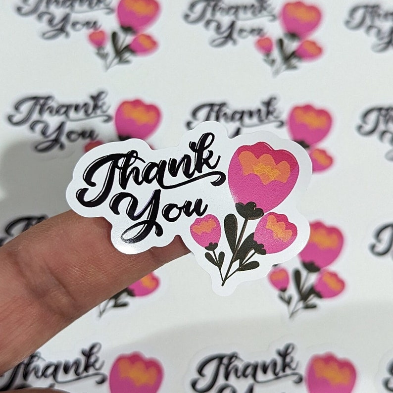 Thank You Stickers Floral, Labels Thanks, Cute Flowers Labels Gift ...