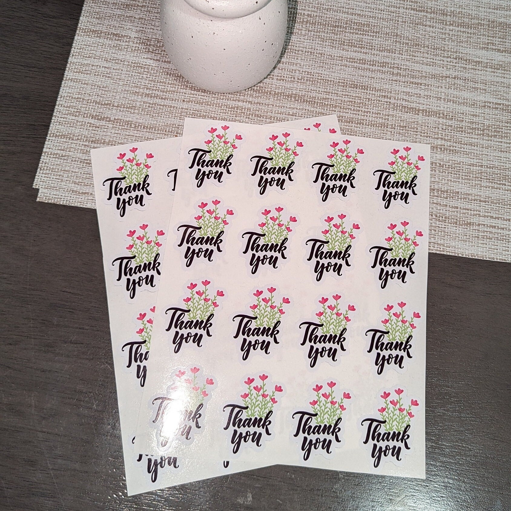 Thank You Stickers Floral, Labels Thanks, Cute Flowers Labels Gift ...