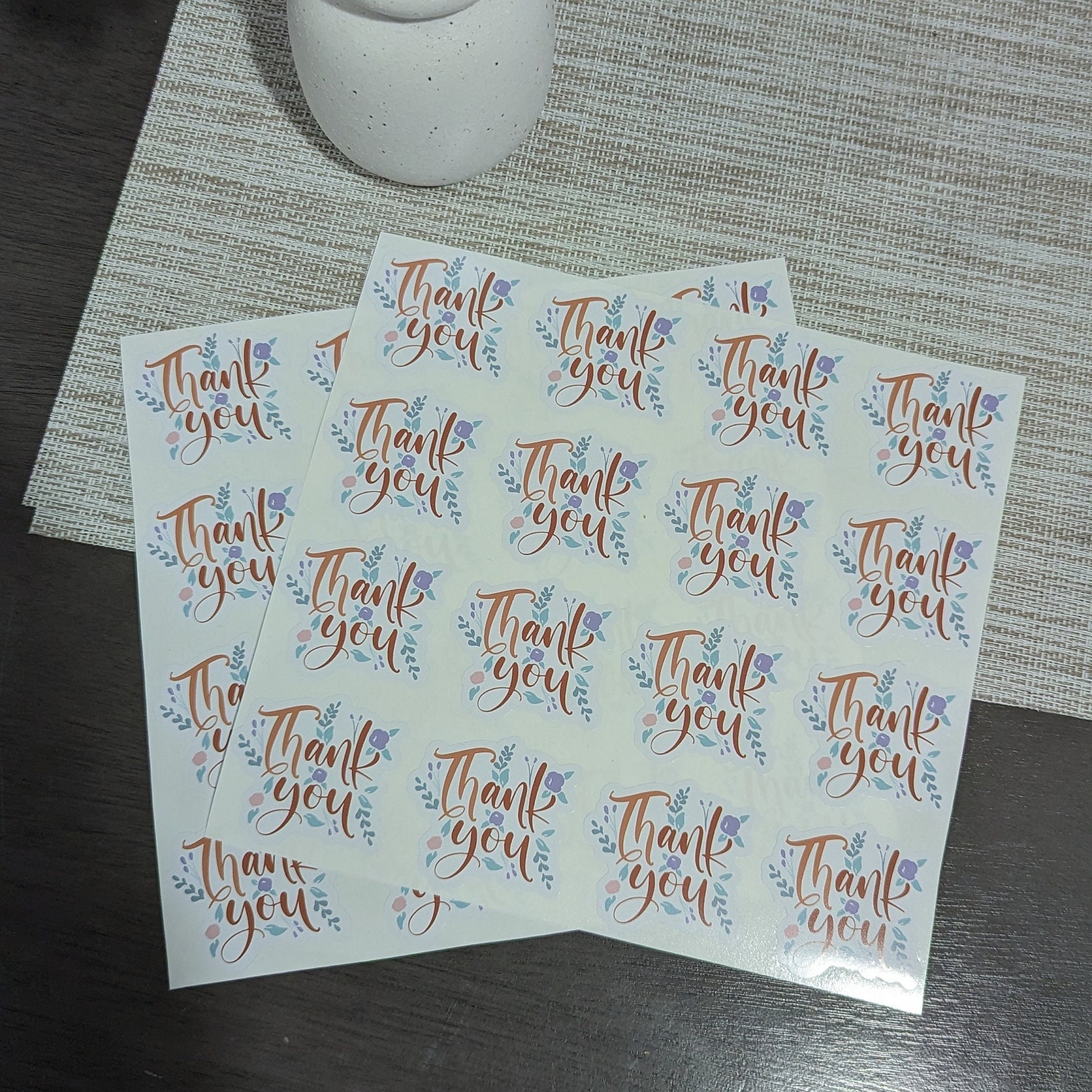 Thank You Stickers Floral, Labels Thanks, Cute Flowers Labels Gift ...