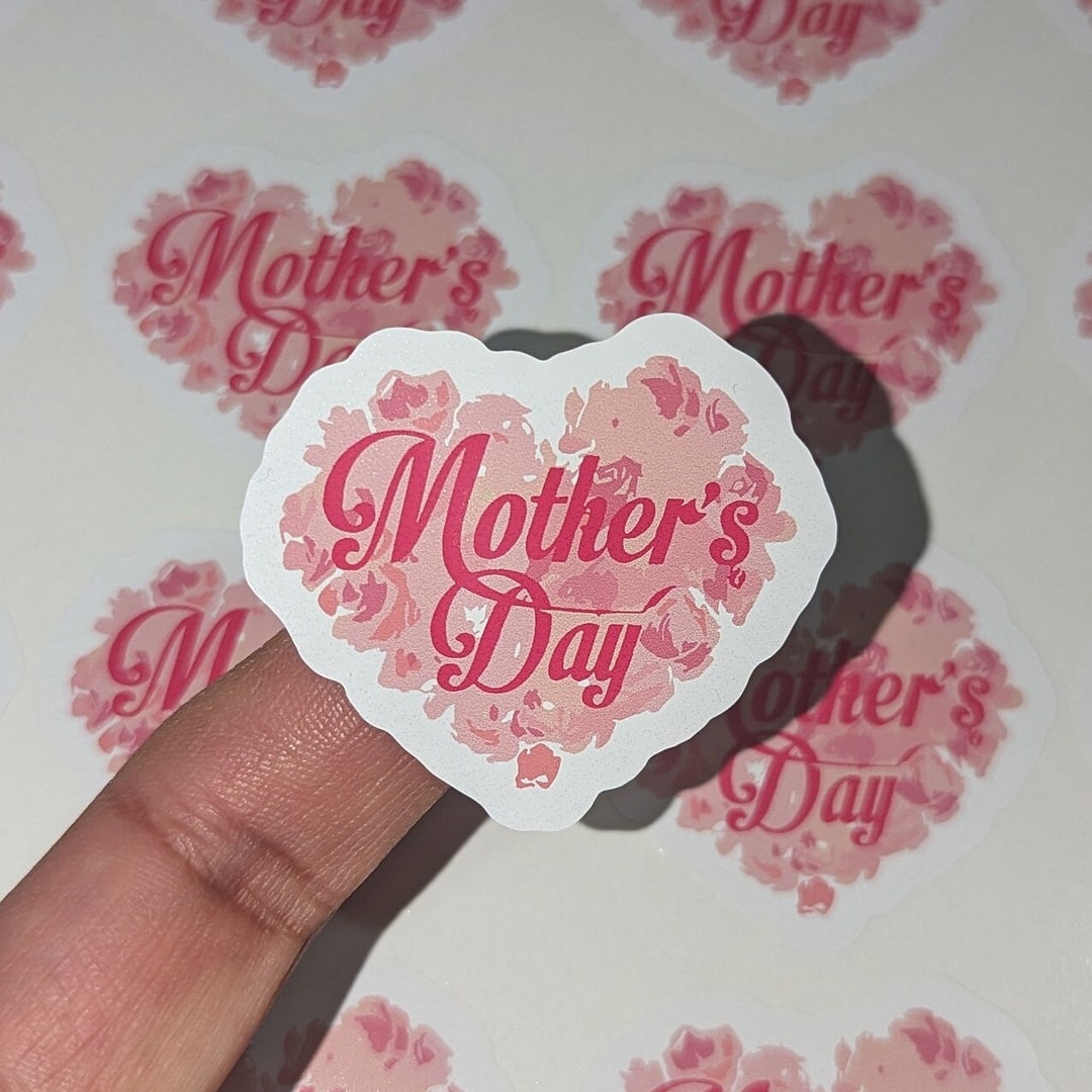 Heart Mother's Day Stickers, Pink Floral Labels, 16 Pc Vinyl - Etsy