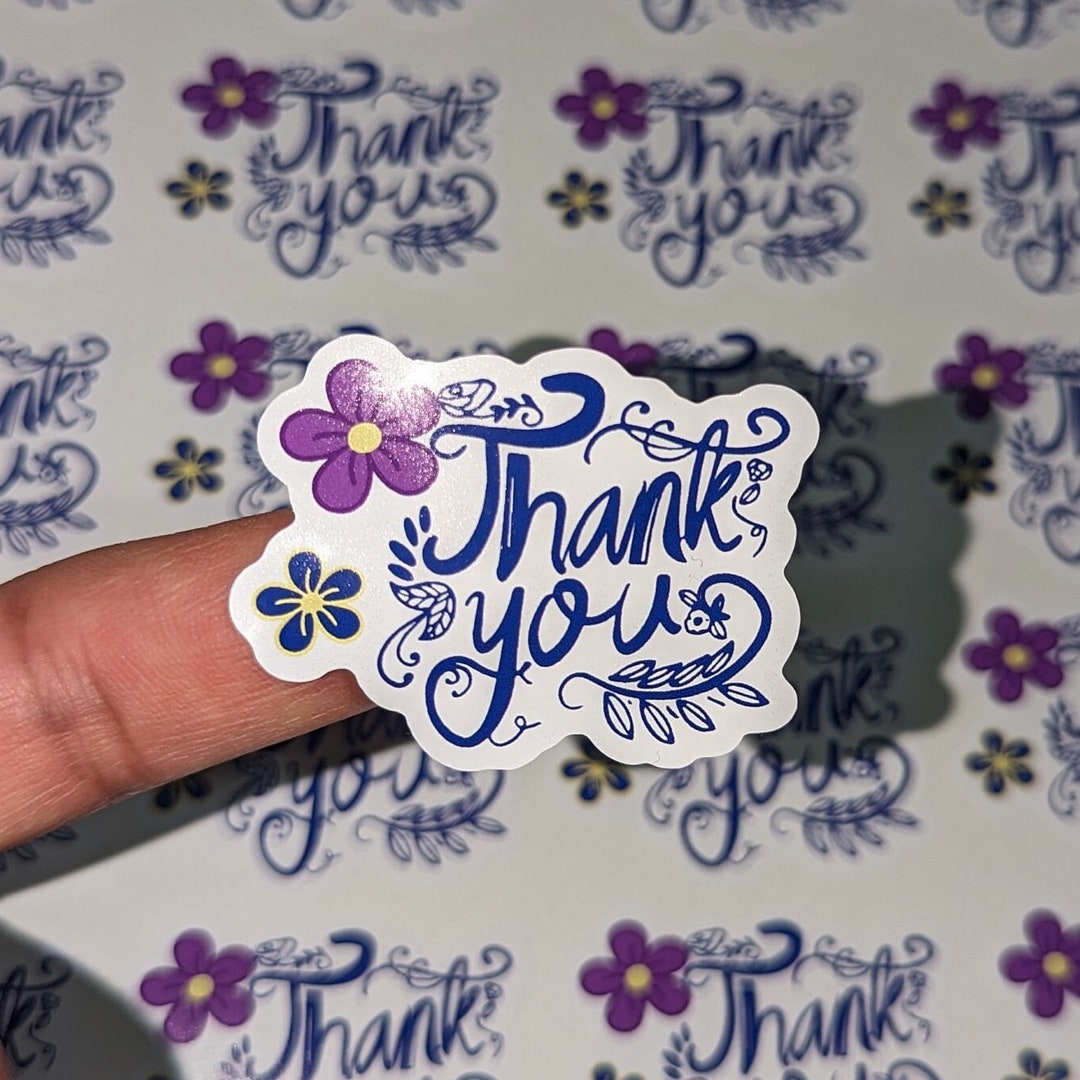 Thank You Stickers Floral, Labels Thanks, Cute Flowers Labels Gift ...