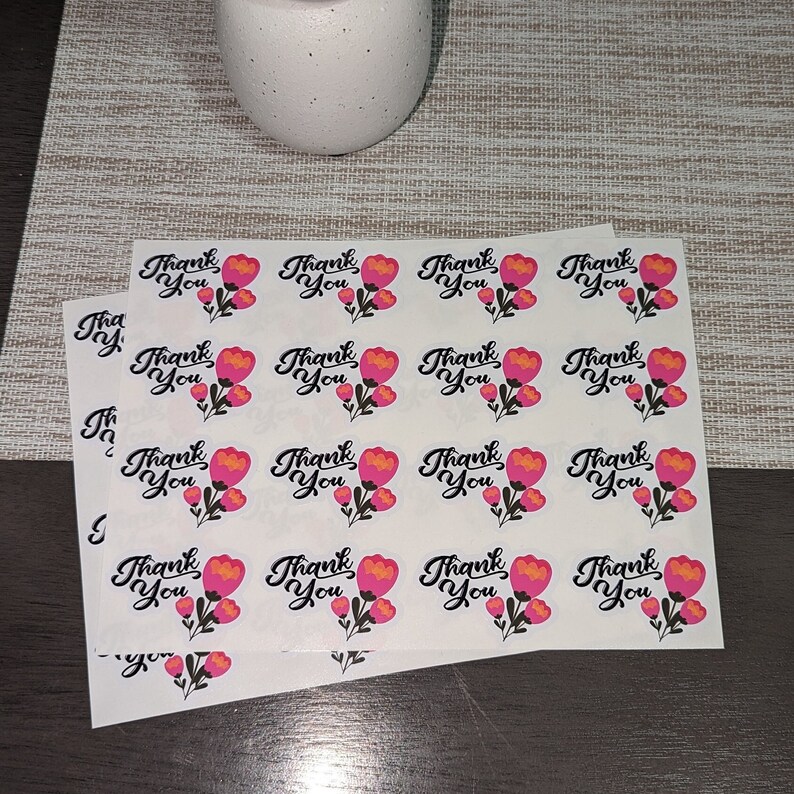 Thank You Stickers Floral, Labels Thanks, Cute Flowers Labels Gift ...