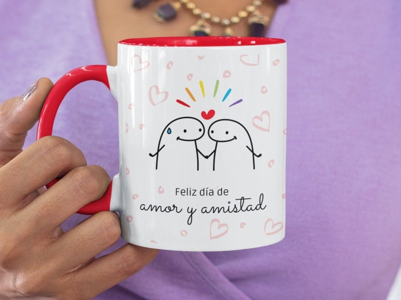 Feliz Dia De Amor Y Amistad 11 Oz Cup in Colors Gift Valentine's Day ...