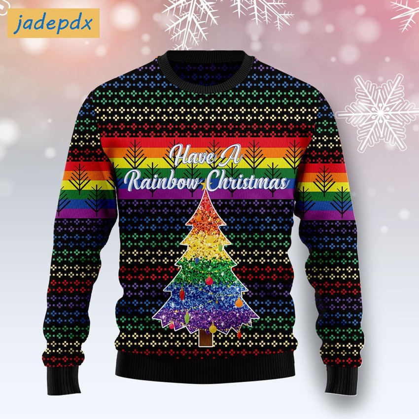 LGBT Have A Rainbow Christmas Pine Tree Ugly Sweater sold by Claudina ...