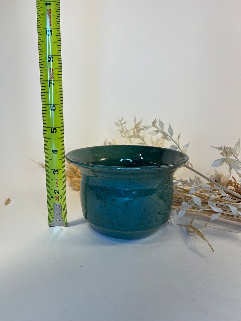 Teal Ceramic Vase Handmade Pottery Planter Wide Mouth Vase Hand Thrown ...