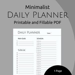 Minimalist Daily Planner Printable, Instant Download Printable and ...