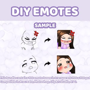 Emote Base MEGA Bundle | 100 Custom Chibi Emote DIY Pack Template for ...