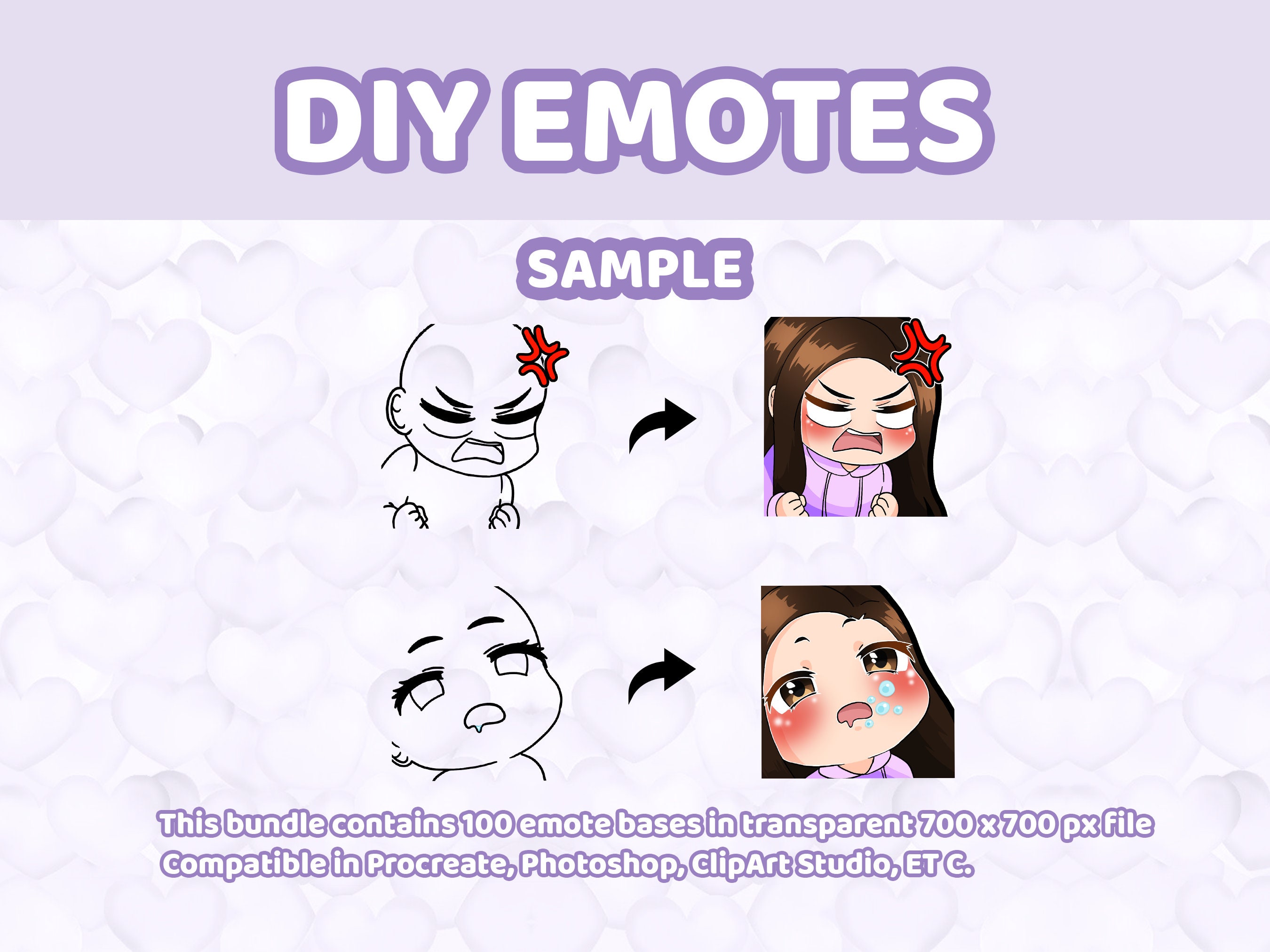 Emote Base MEGA Bundle 100 Custom Chibi Emote DIY Pack - Etsy Canada