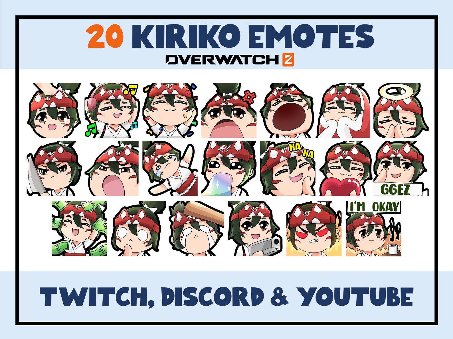 20 Kiriko Emotes Bundle Twitch and Discord Overwatch 2 - Etsy